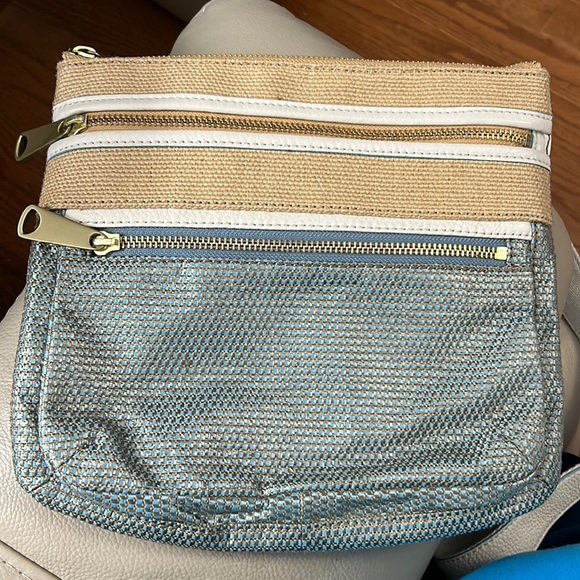 Fossil | Bags | Fossil Explorer Canvas Woven Multi Zipper Shoulder Bag ...